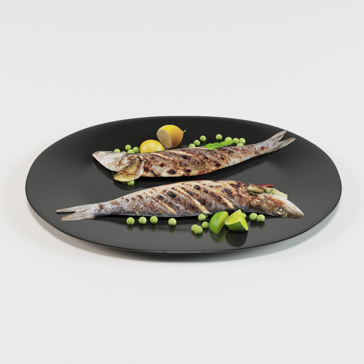 Grilled Whole Fish - 3D Model for VRay