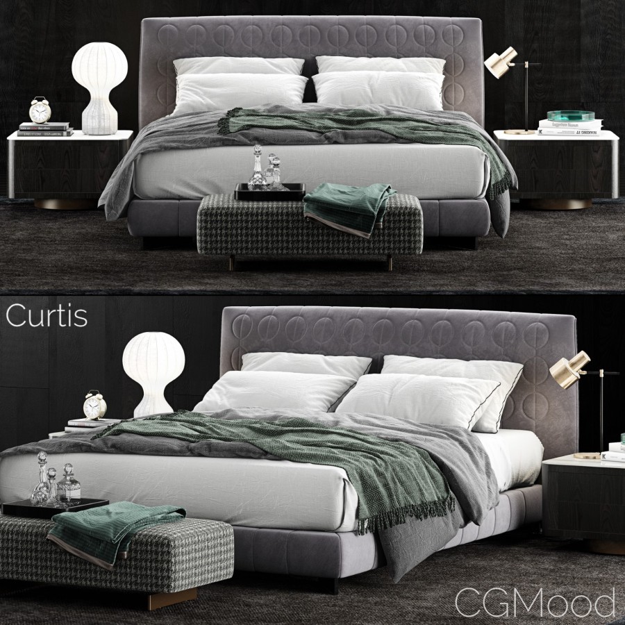 Curtis Bed 2 - 3D Model for VRay