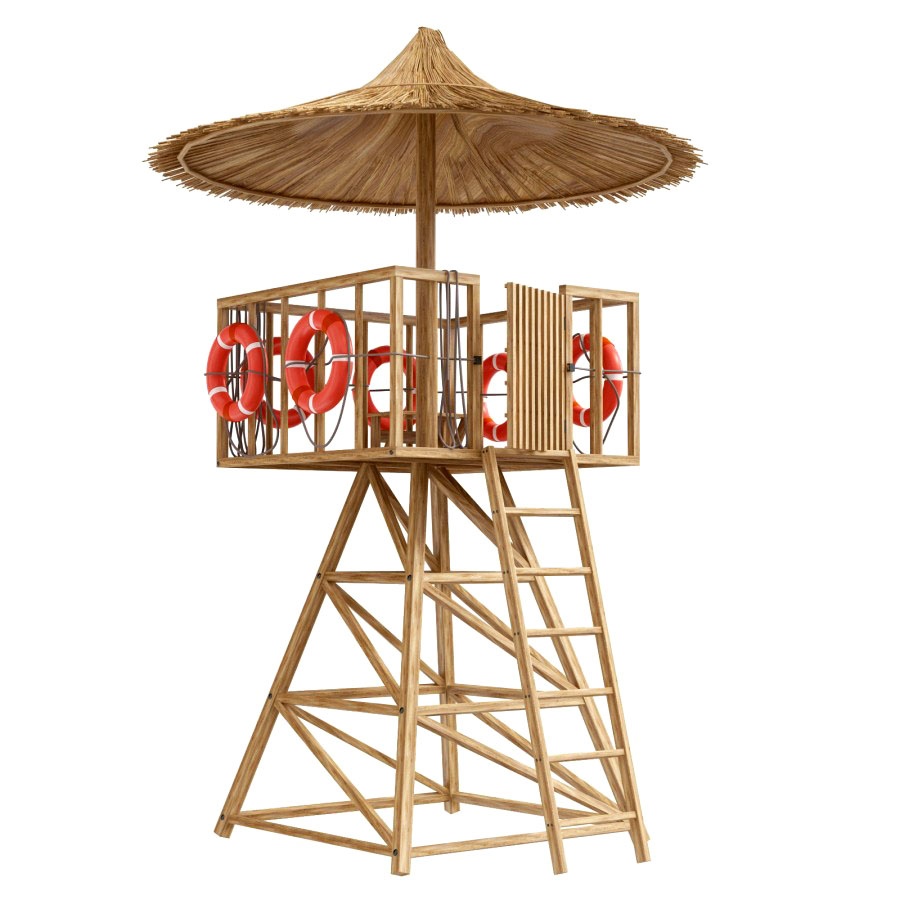 Lifeguard Beach Bamboo Tower - 3D Model for VRay