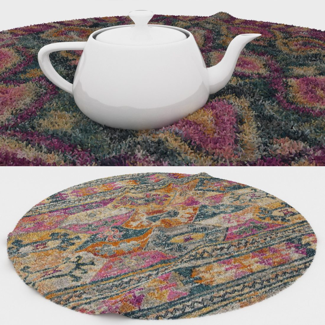 Round Rug Set 170 - 3D Model for VRay, Corona
