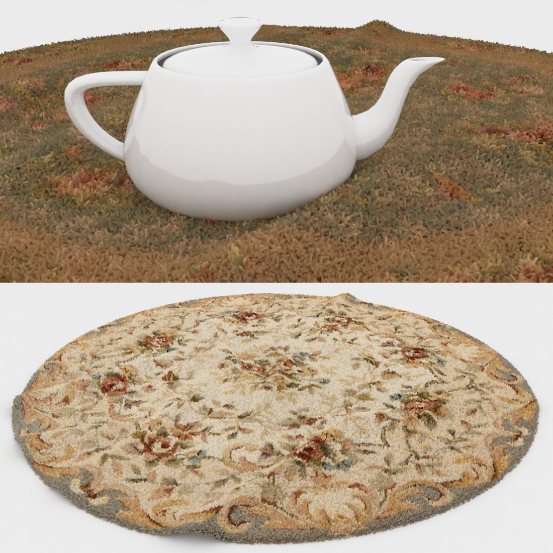 Round Rug Set 201 - 3D Model for VRay, Corona