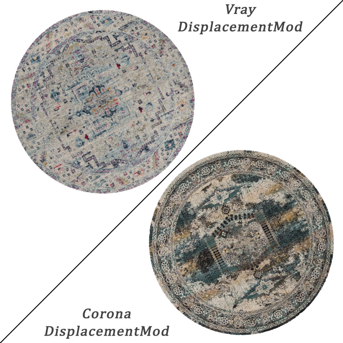 Round Rug Set 202 - 3D Model for VRay, Corona