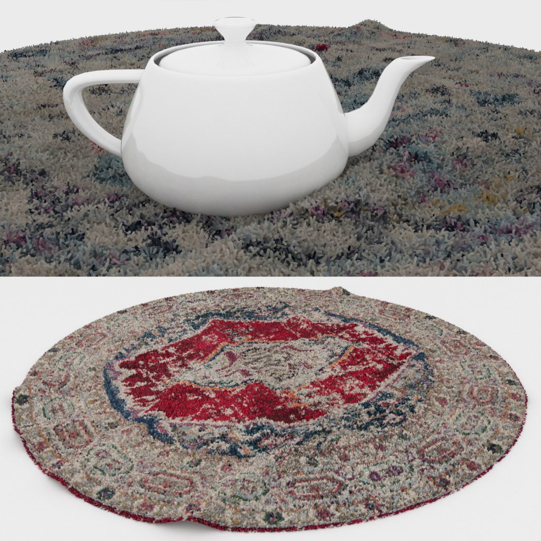 Round Rug Set 202 - 3D Model for VRay, Corona