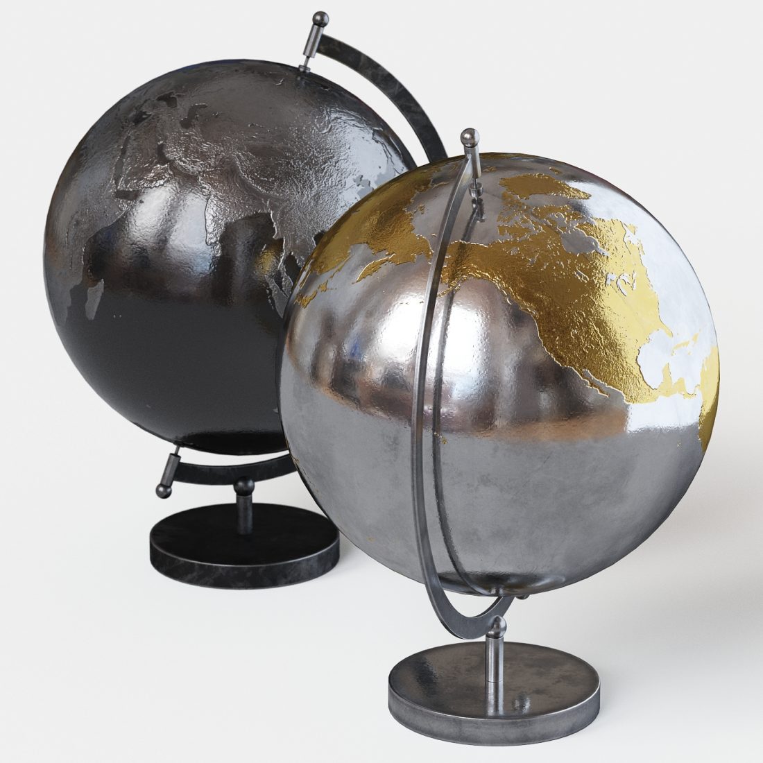 Metal Globe - 3D Model for VRay, Corona