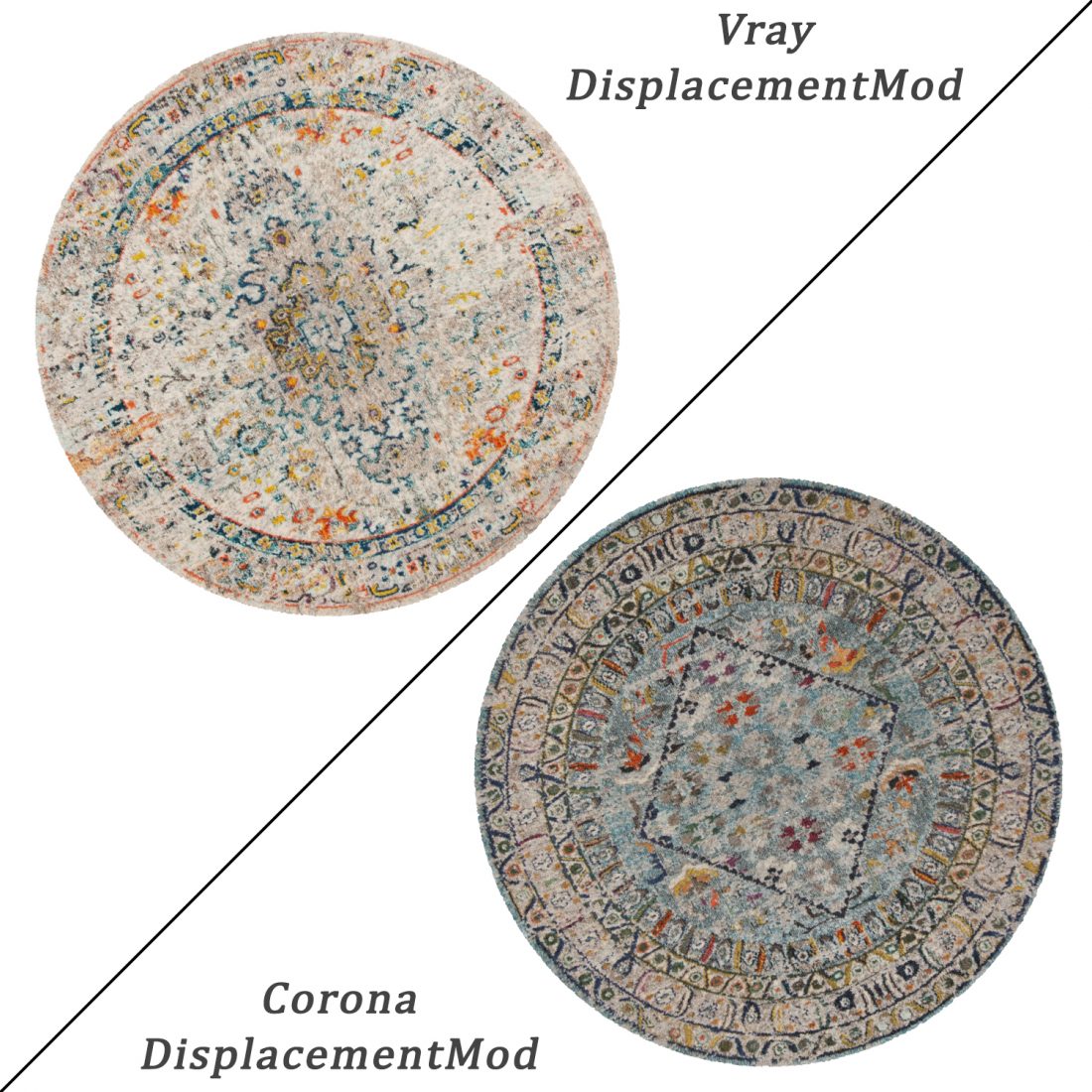 Round Rug Set 221 - 3D Model for VRay, Corona