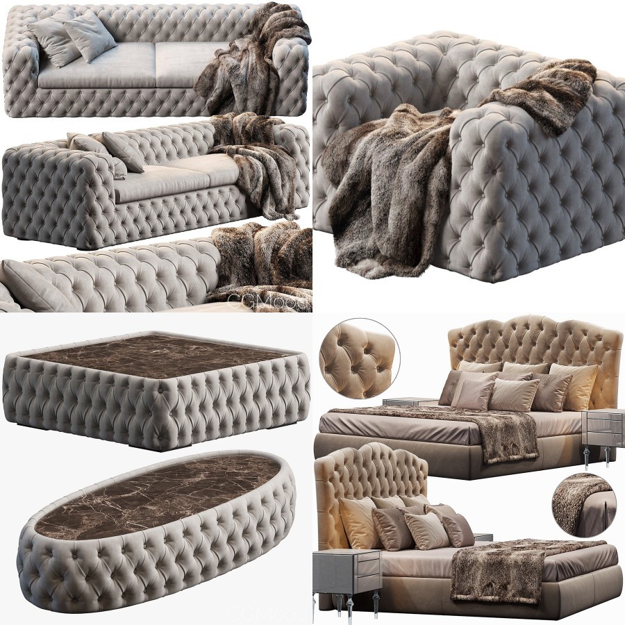 Chelsea Sofa Dv Home Collection 3D Model for VRay, Corona | CGMood
