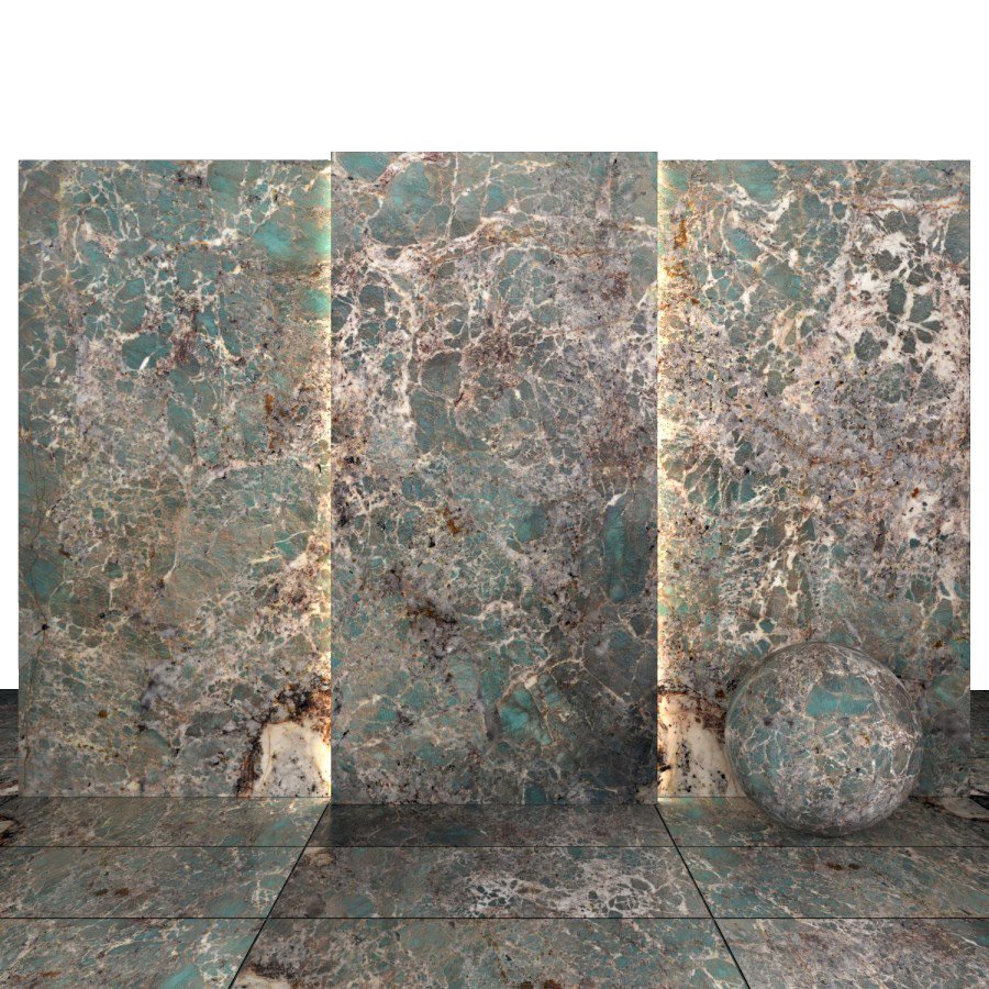 Amazonite Granite - 3D Model for VRay