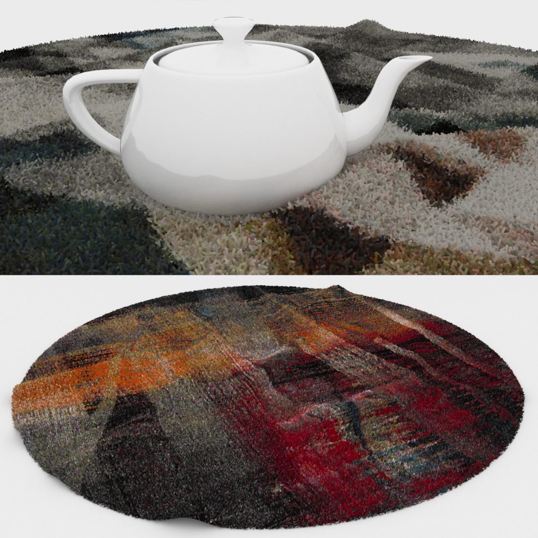 Round Rug Set 259 - 3D Model for VRay, Corona