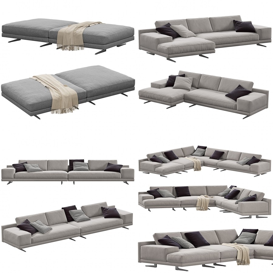 Poliform Mondrian Corner Sofa - 3D Model for VRay, Corona