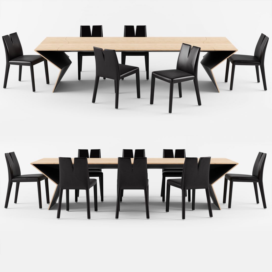 B&B Italia BLITZ Wooden Table With CUTTER Chair 3D Model for VRay | CGMood