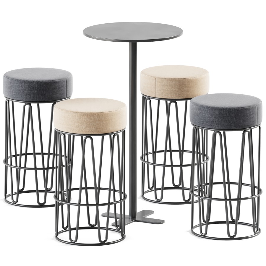 Antibes Table And Outdoor Bar Stool Lagarto By Isi - 3D Model for Corona