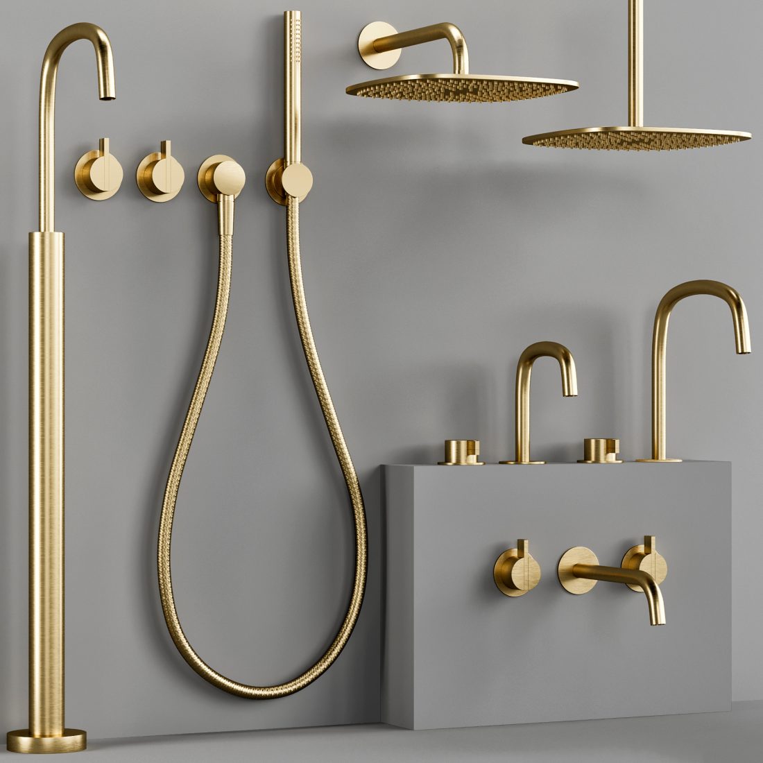 Cocoon Pb Bathroom Faucet Set - 3D Model for VRay, Corona
