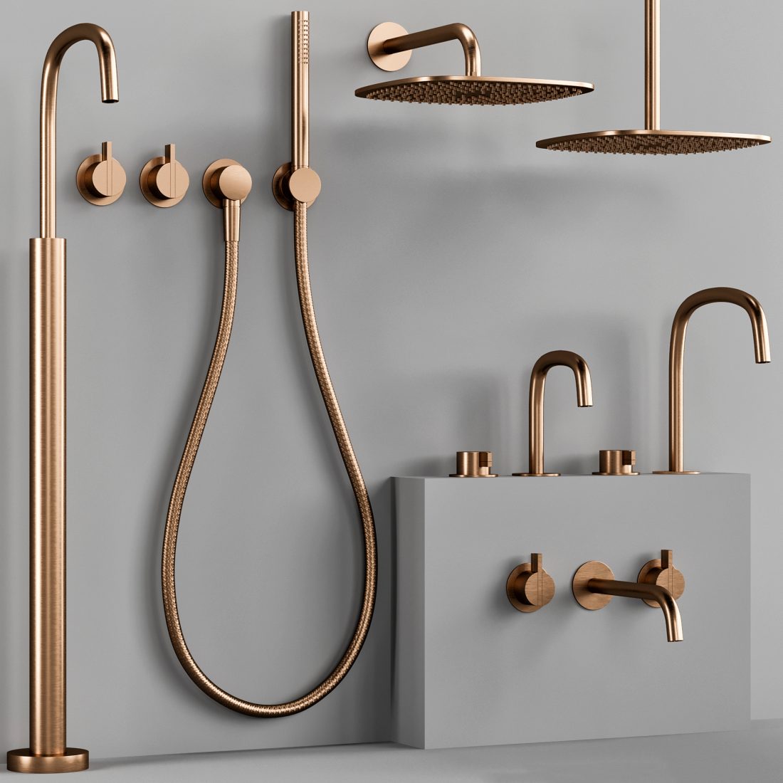 Cocoon Pb Bathroom Faucet Set - 3D Model for VRay, Corona