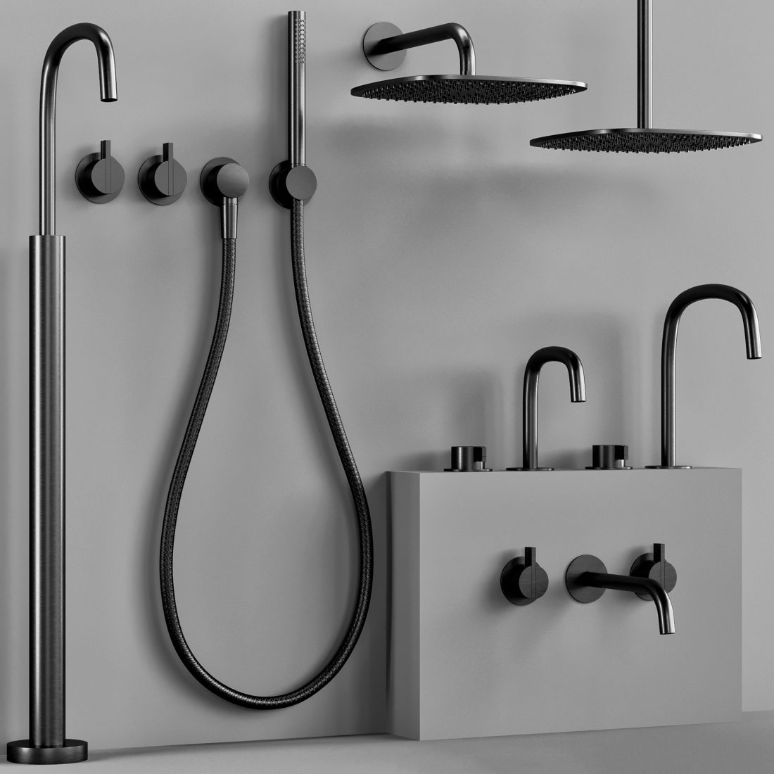 Cocoon Pb Bathroom Faucet Set - 3D Model for VRay, Corona