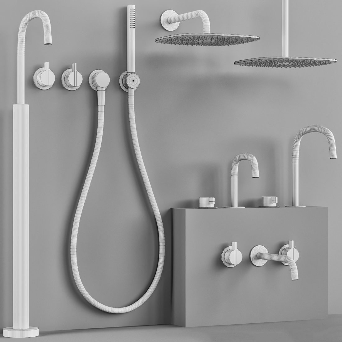 Cocoon Pb Bathroom Faucet Set - 3D Model for VRay, Corona