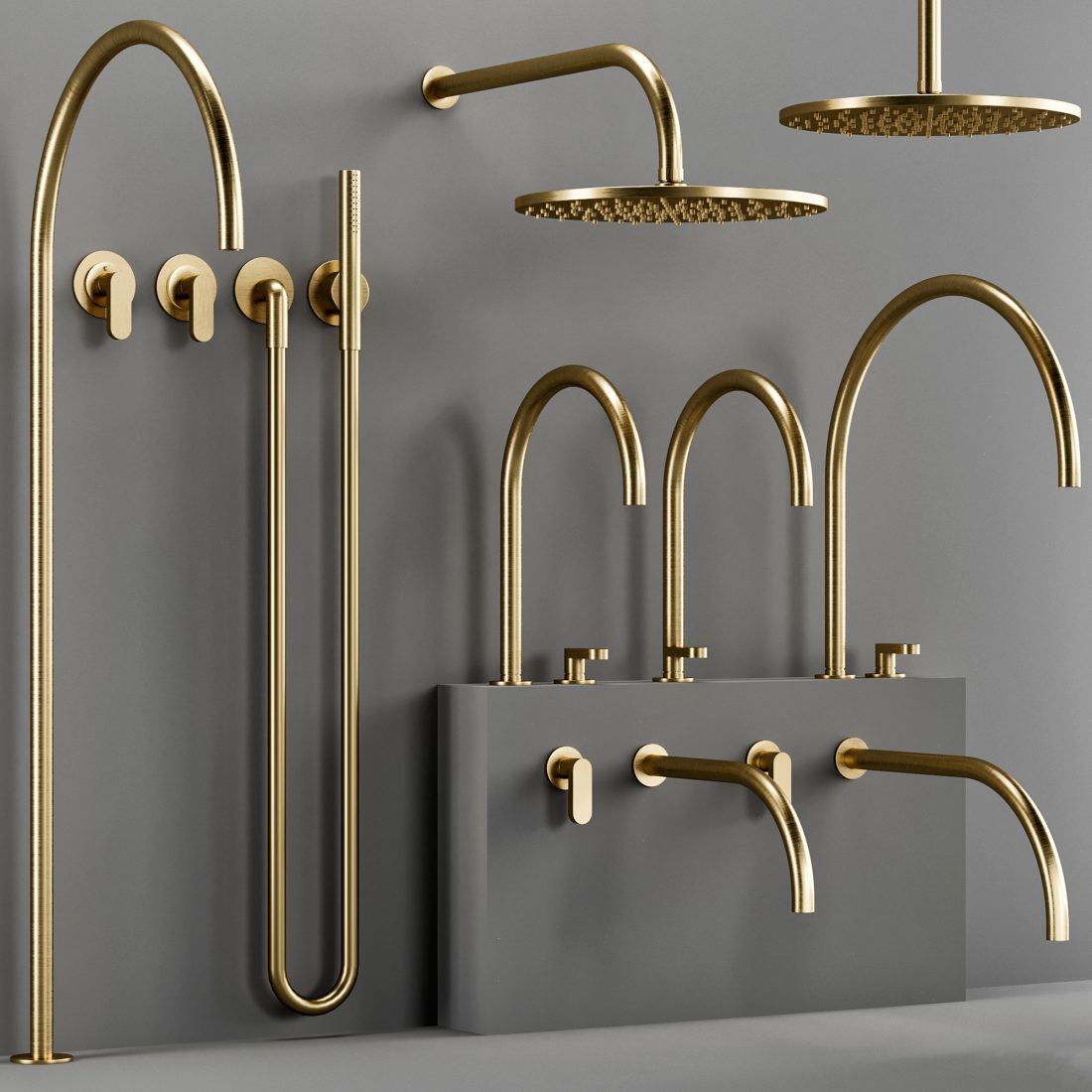 Cocoon Jp Bathroom Faucet Set - 3D Model for VRay, Corona