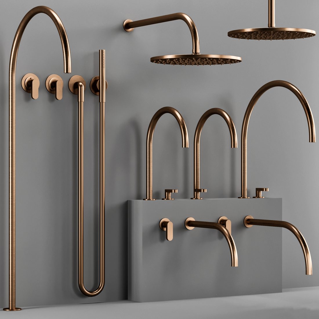 Cocoon Jp Bathroom Faucet Set - 3D Model for VRay, Corona
