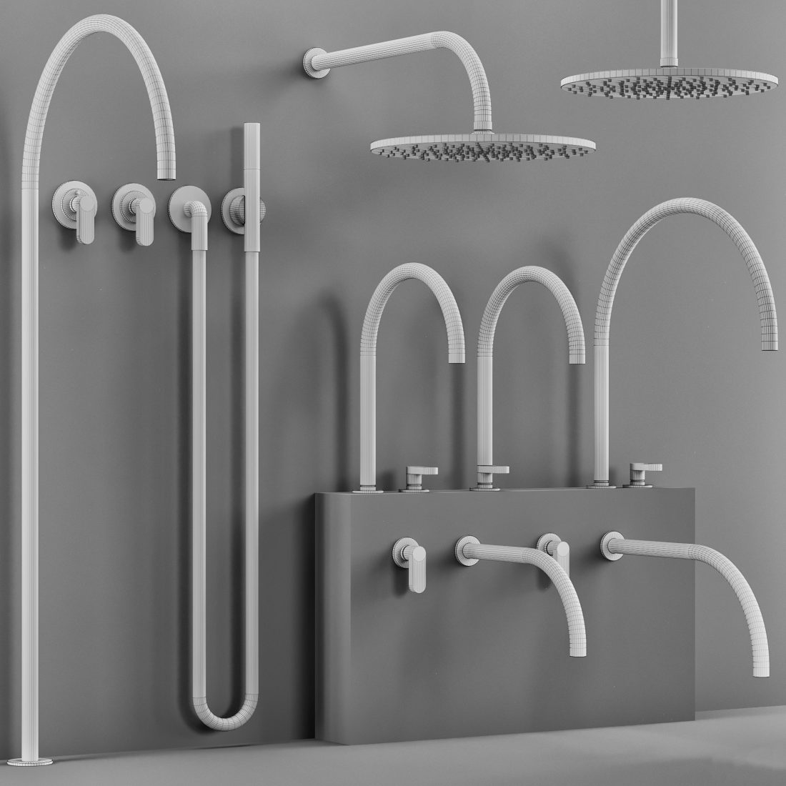 Cocoon Jp Bathroom Faucet Set - 3D Model for VRay, Corona