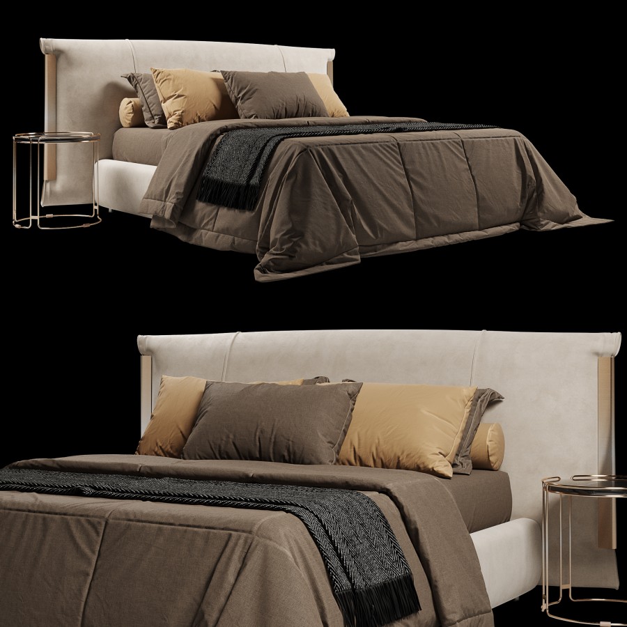 Flou_amal Double Bed_v2 - 3D Model for Corona