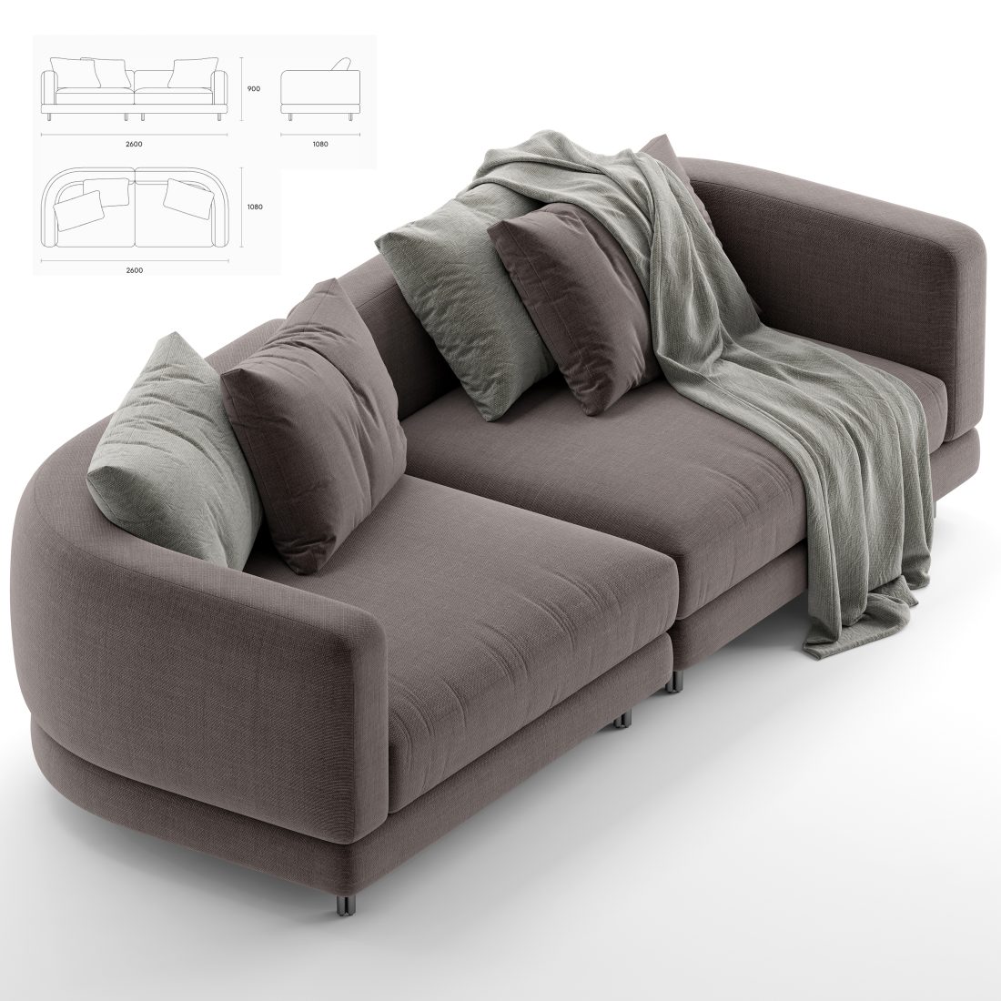 Plain Sofa 3D Model for VRay, Corona | CGMood