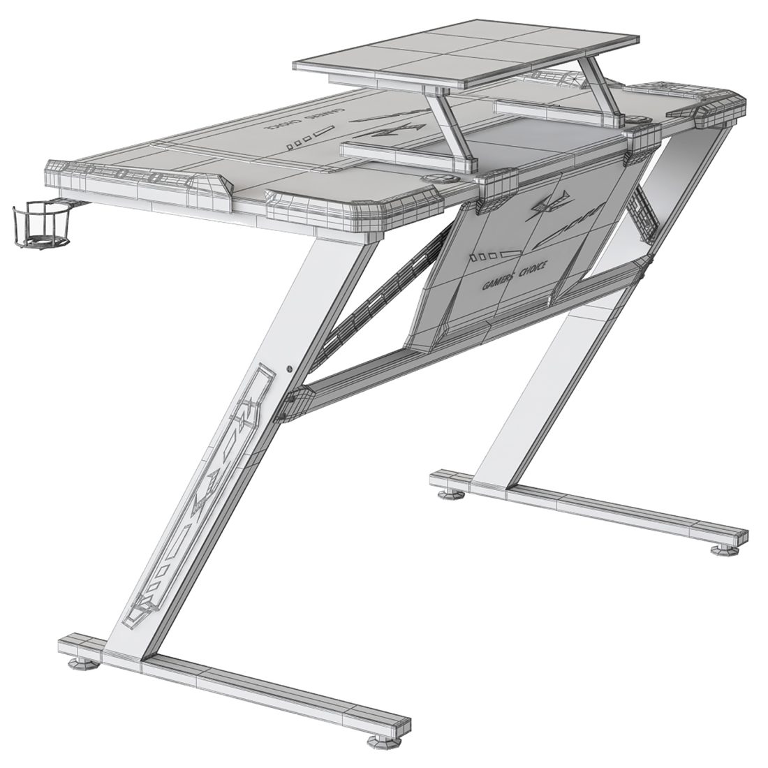 Computer Gaming Desk Langholm With Led Black - 3D Model for VRay