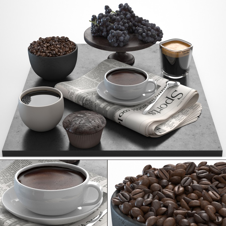 Coffee Set - 3D Model for Corona