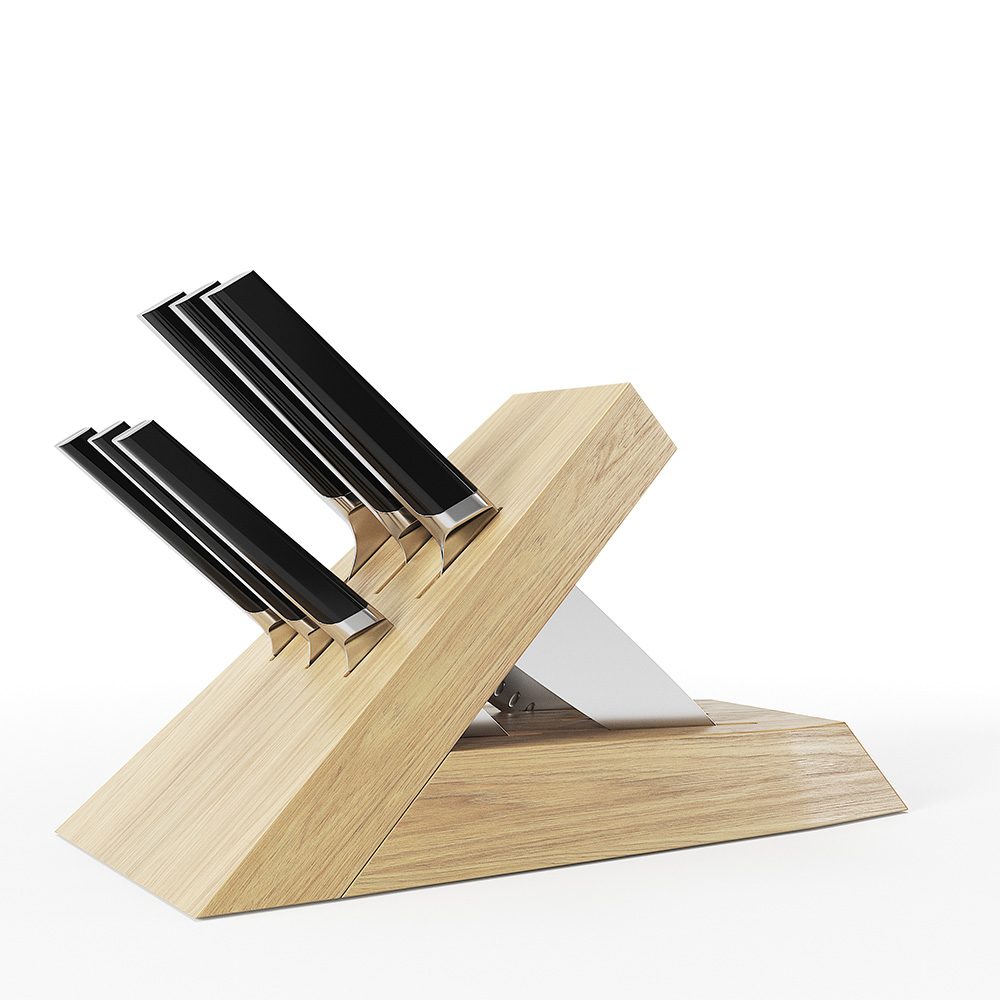 Black 6-piece Knife Block Set 3D Model for VRay, Corona | CGMood