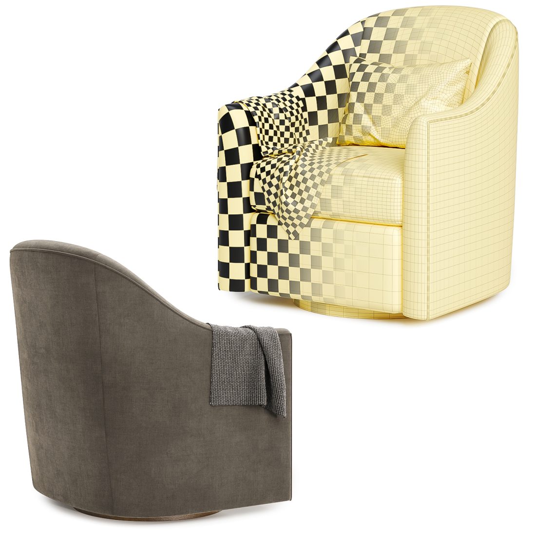 Lyric Curved Swivel Chair - 3D Model for VRay, Corona