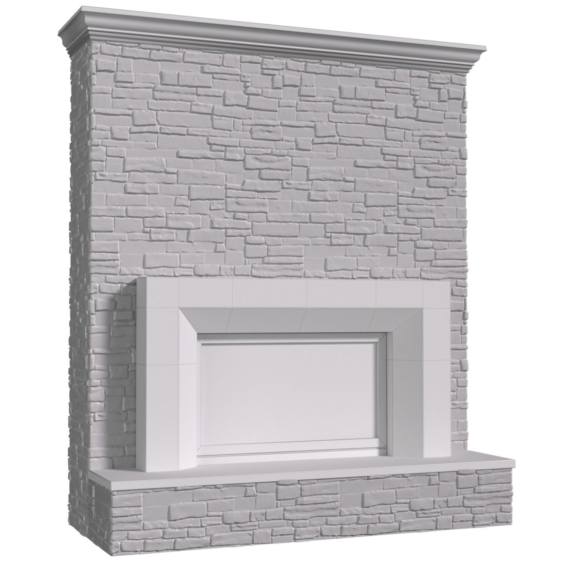 Fireplace Modern Stone Artdeco - 3D Model for VRay, Corona