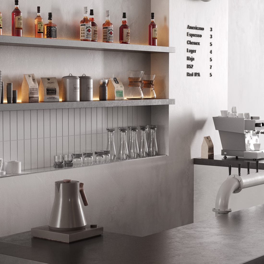 Stylish Bar Counter With Filling 3D Model for Corona | CGMood