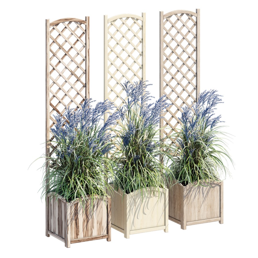 Wood Outdoor Elevated Planter With Trellis 3D Model for Corona | CGMood