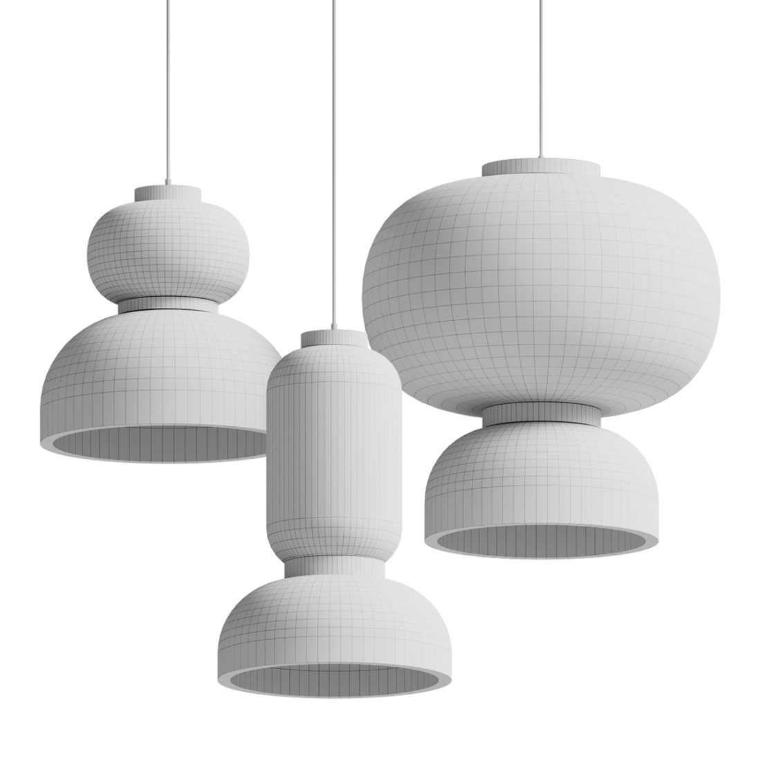Japandi Lantern Shaped Pendant Light - 3D Model for Corona