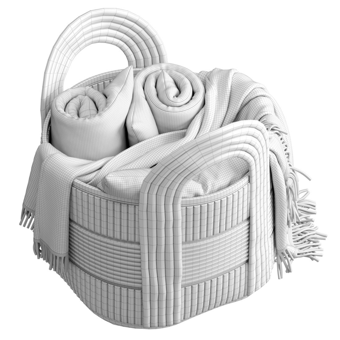 Basket 4 With Blanket - 3D Model for VRay, Corona