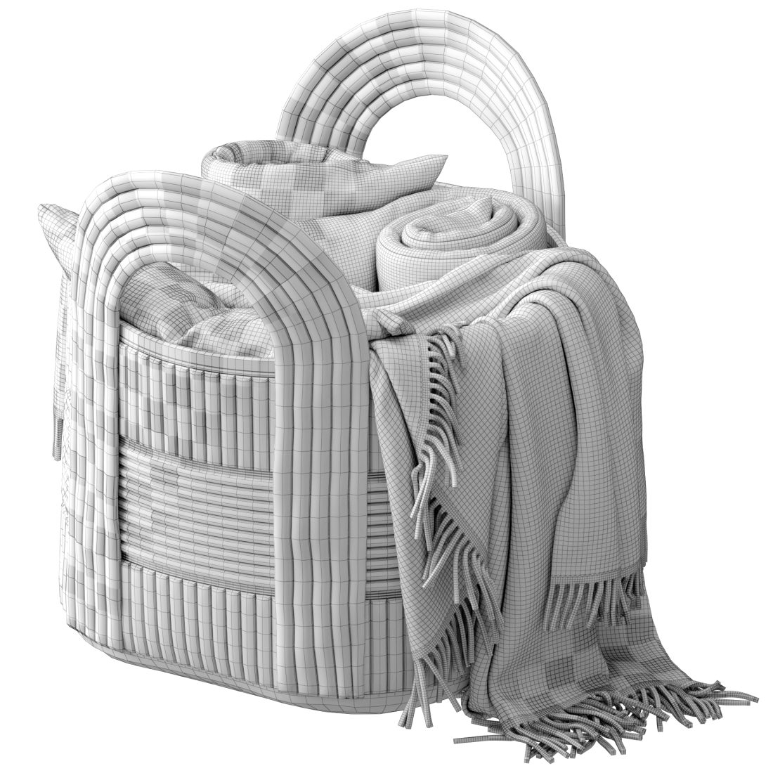 Basket 4 With Blanket - 3D Model for VRay, Corona