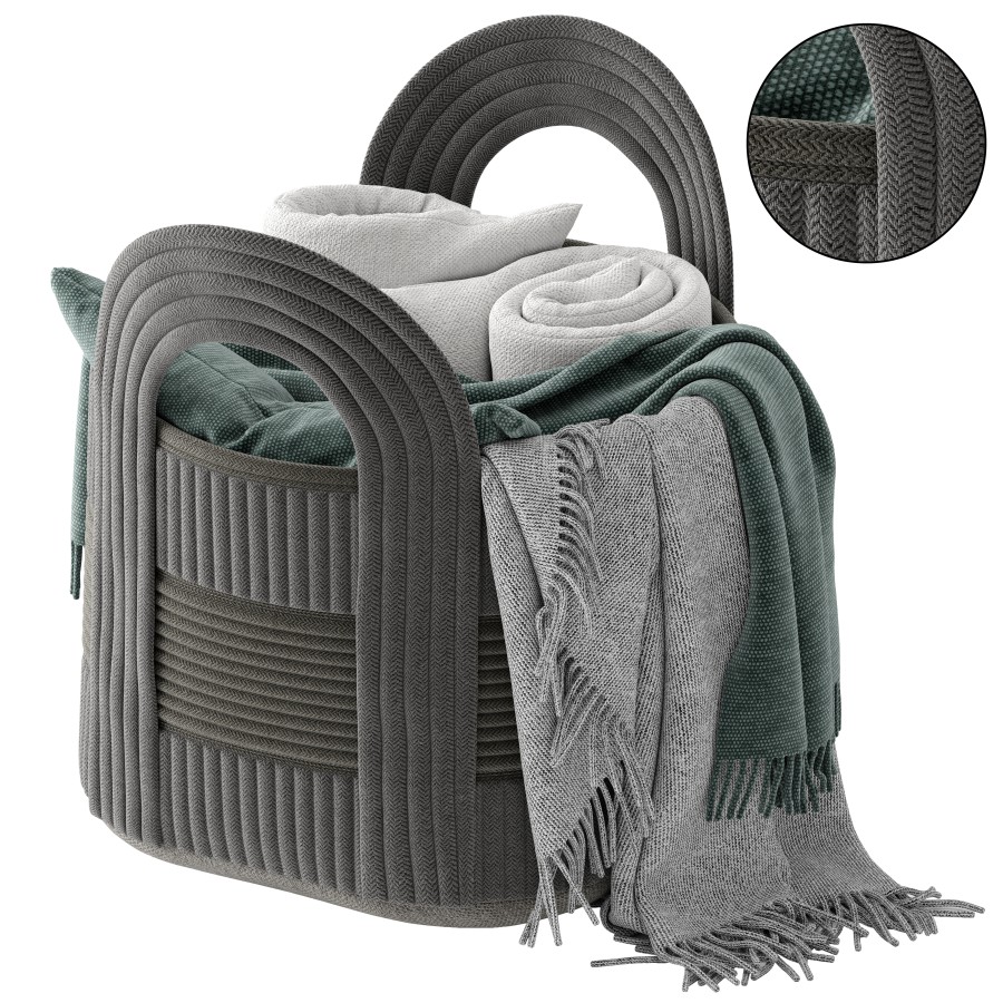 Basket 4 With Blanket - 3D Model for VRay, Corona