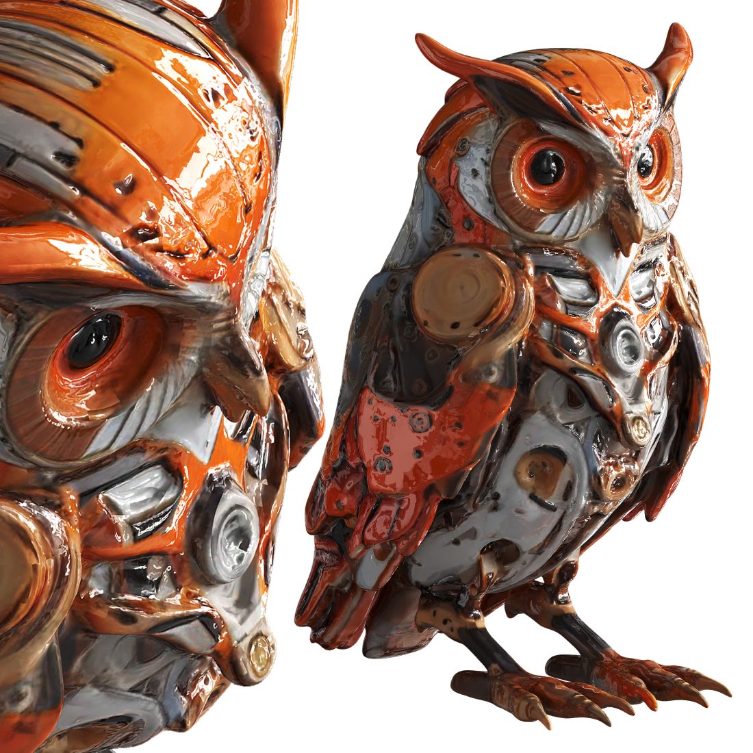 Robot Owl - 3D Model for VRay, Corona
