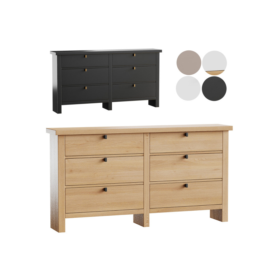 Modern Farmhouse 6-drawer Dresser - 3D Model for Corona
