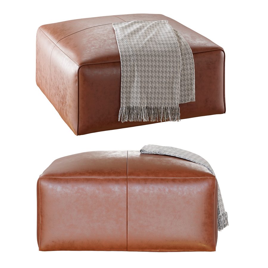Leo Motion Leather Ottoman From West Elm 3D Model for Corona | CGMood