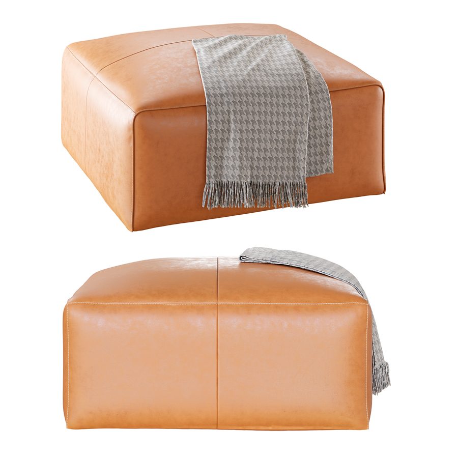 Leo Motion Leather Ottoman From West Elm 3D Model for Corona | CGMood