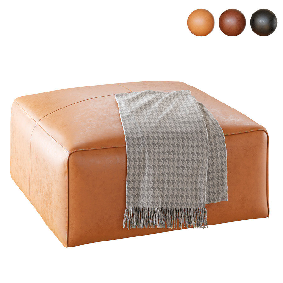 Leo Motion Leather Ottoman From West Elm 3D Model for Corona | CGMood