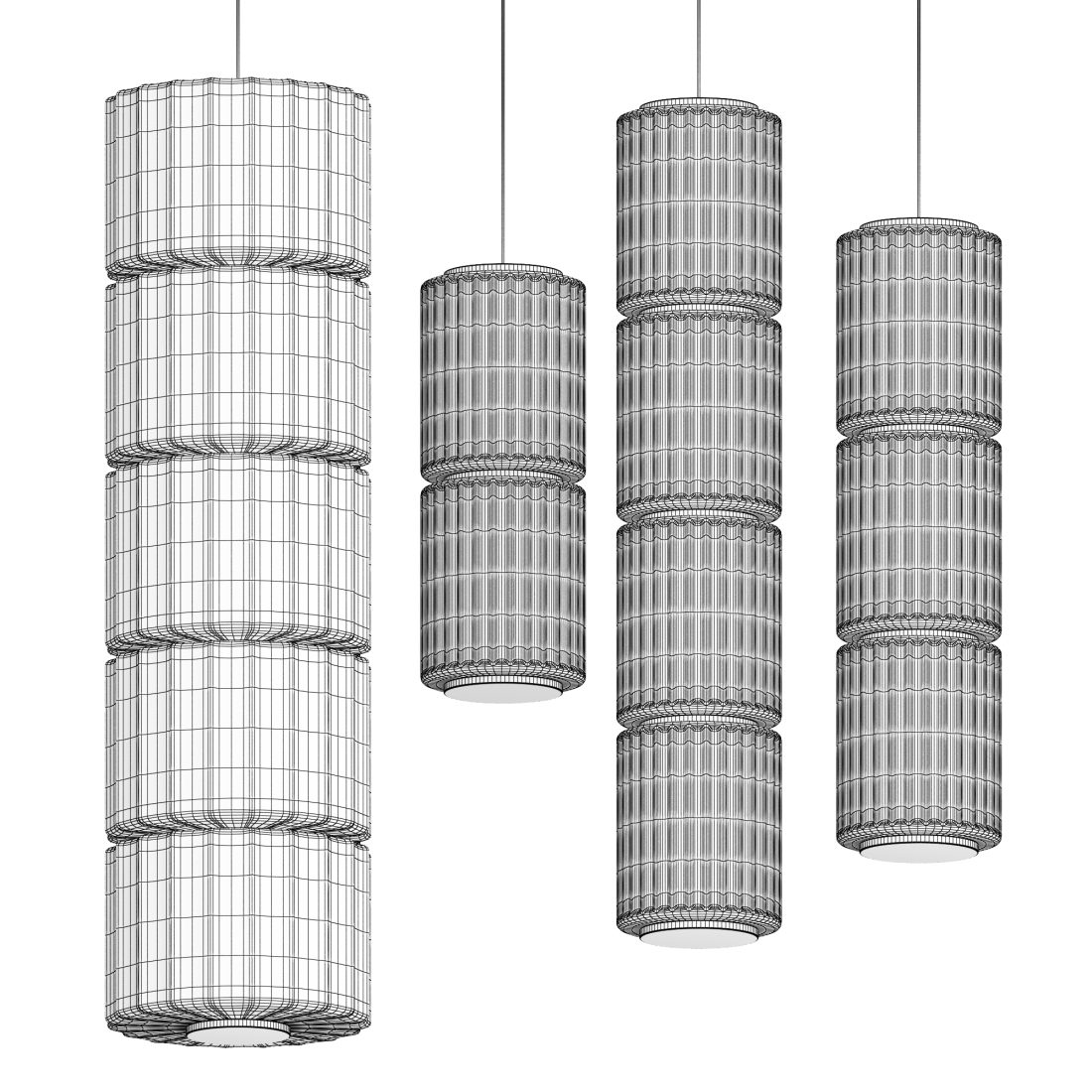 Column Pendant Suspended Lights - 3D Model for VRay