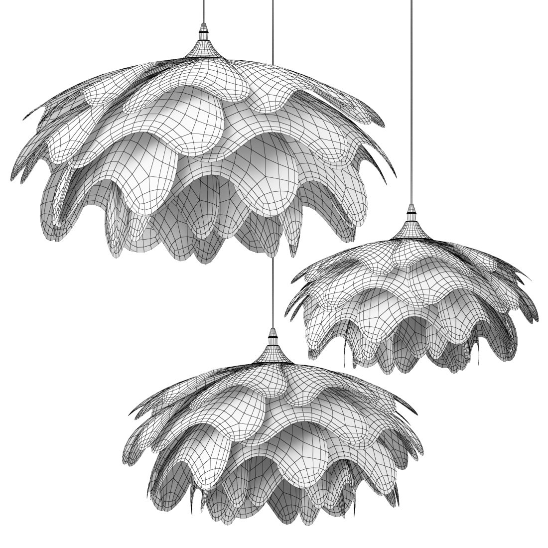 Flower Shaped Pendant Lamp 3D Model for VRay | CGMood