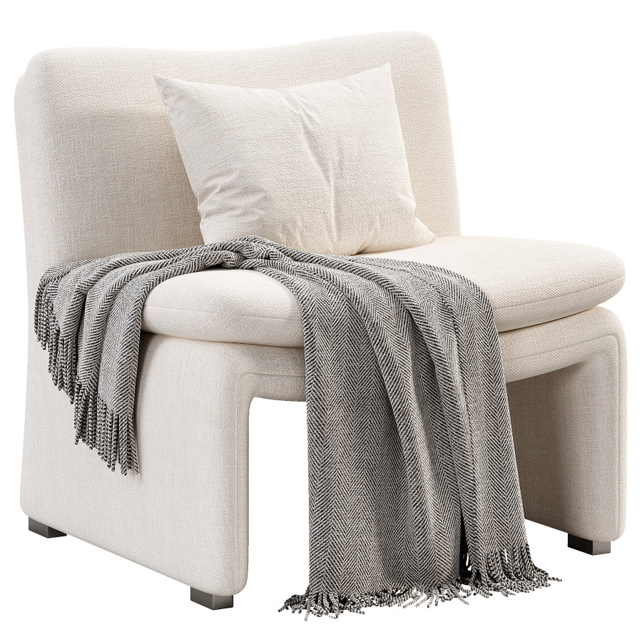 Maya White Sheepskin Accent Chair 3D Model for Corona | CGMood
