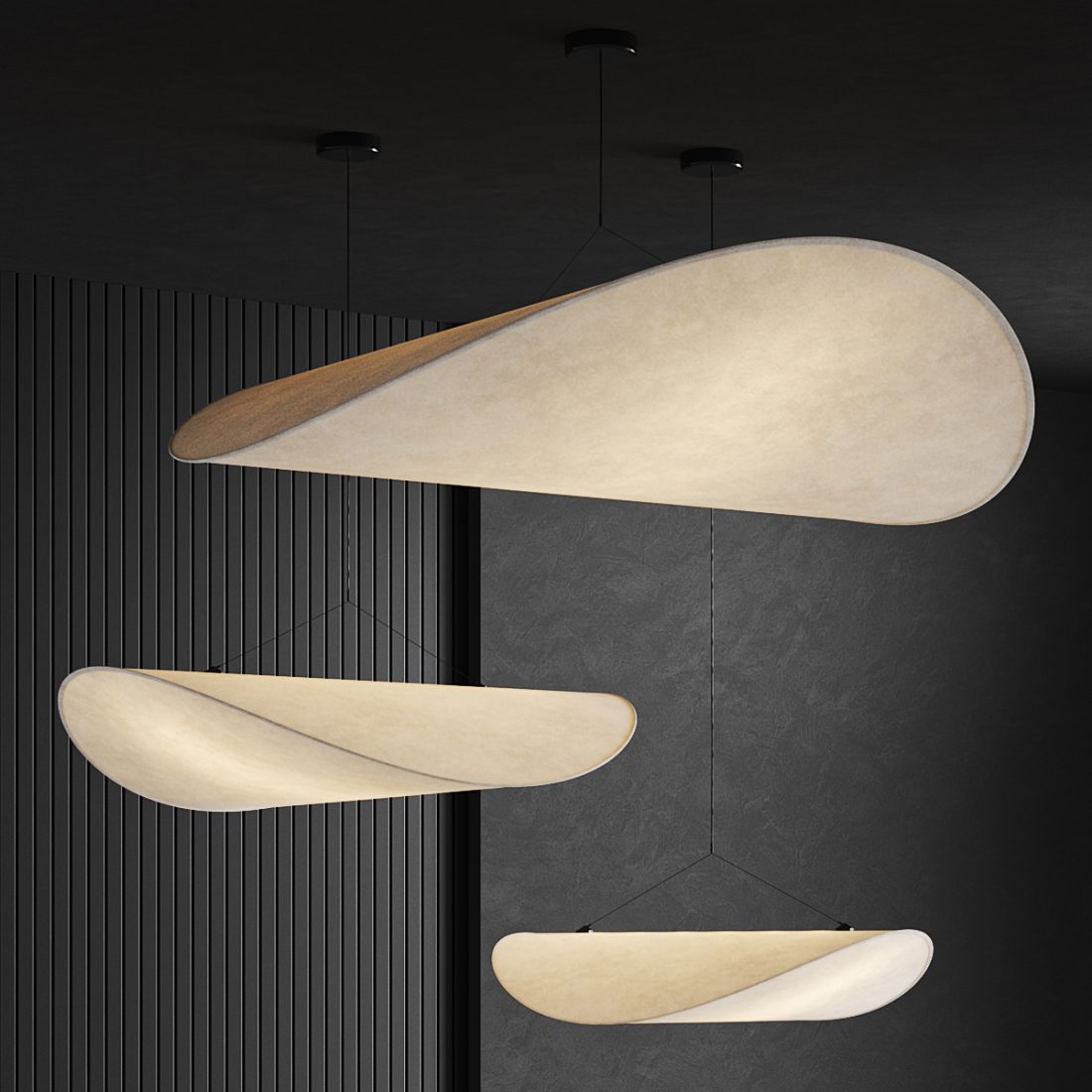 Wabi-sabi Tense Pendant Lamp Dia 70 90 120 - 3D Model for VRay, Corona
