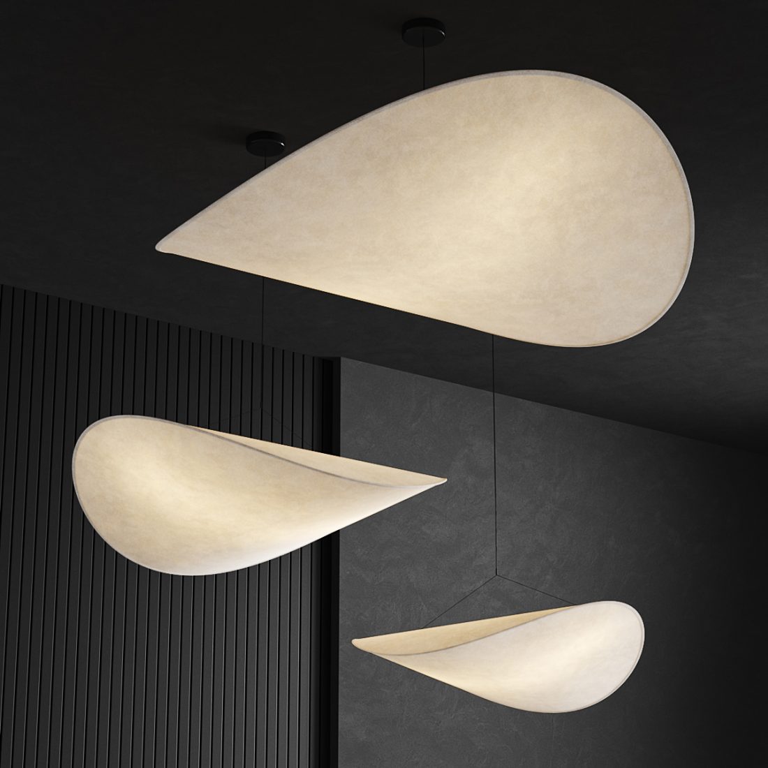 Wabi-sabi Tense Pendant Lamp Dia 70 90 120 - 3D Model for VRay, Corona