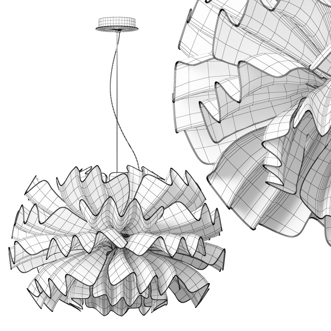 Fabric Shade Pendant Light - 3D Model for VRay