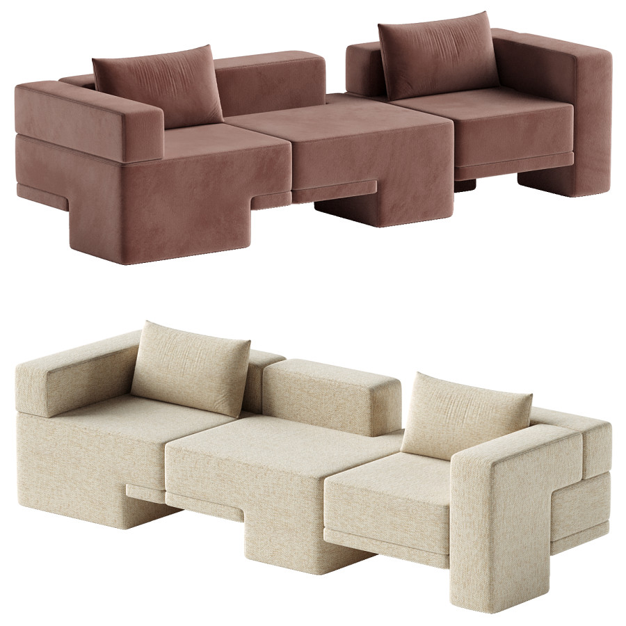 Sarsen 3 Seater Sofa - 3D Model for VRay, Corona