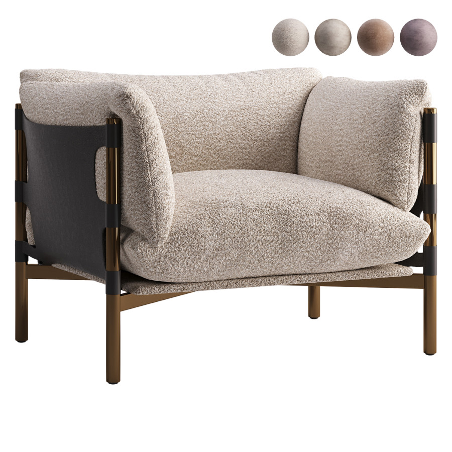Iris Beige Armchair - 3D Model for Corona