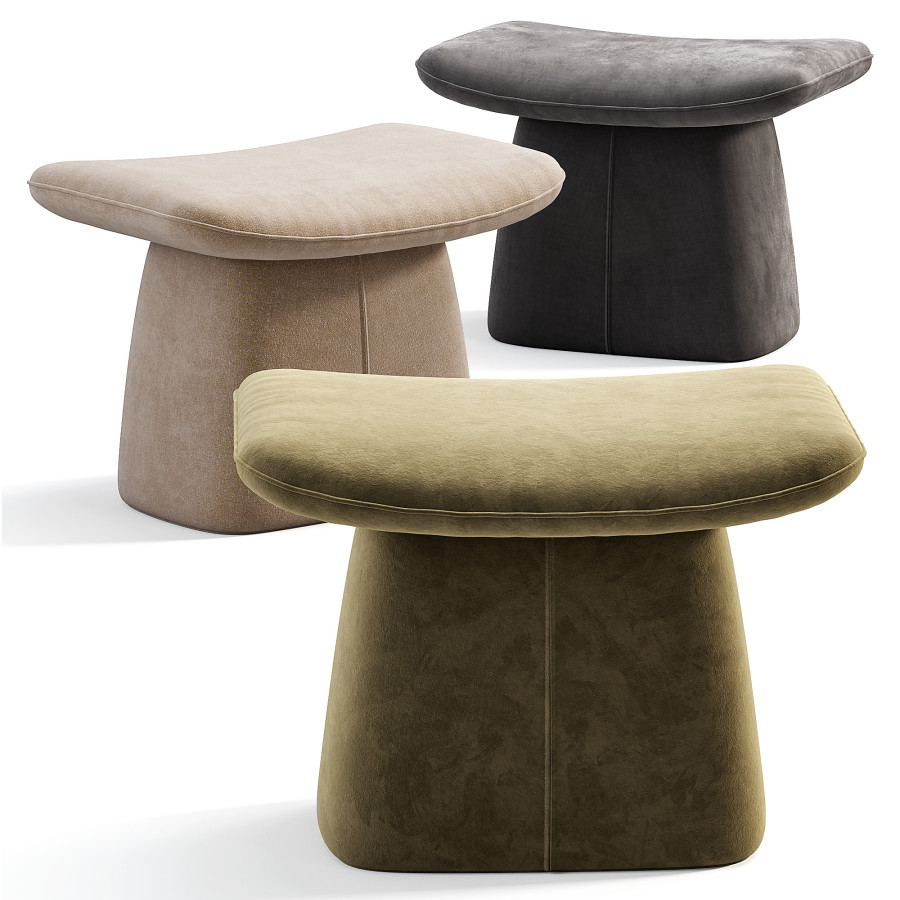 Modern Microfiber Leather Fabric Makeup Stool - 3D Model for Corona
