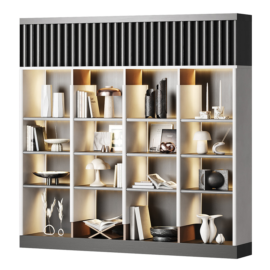 Book Rack With Decoration - 3D Model for VRay, Corona